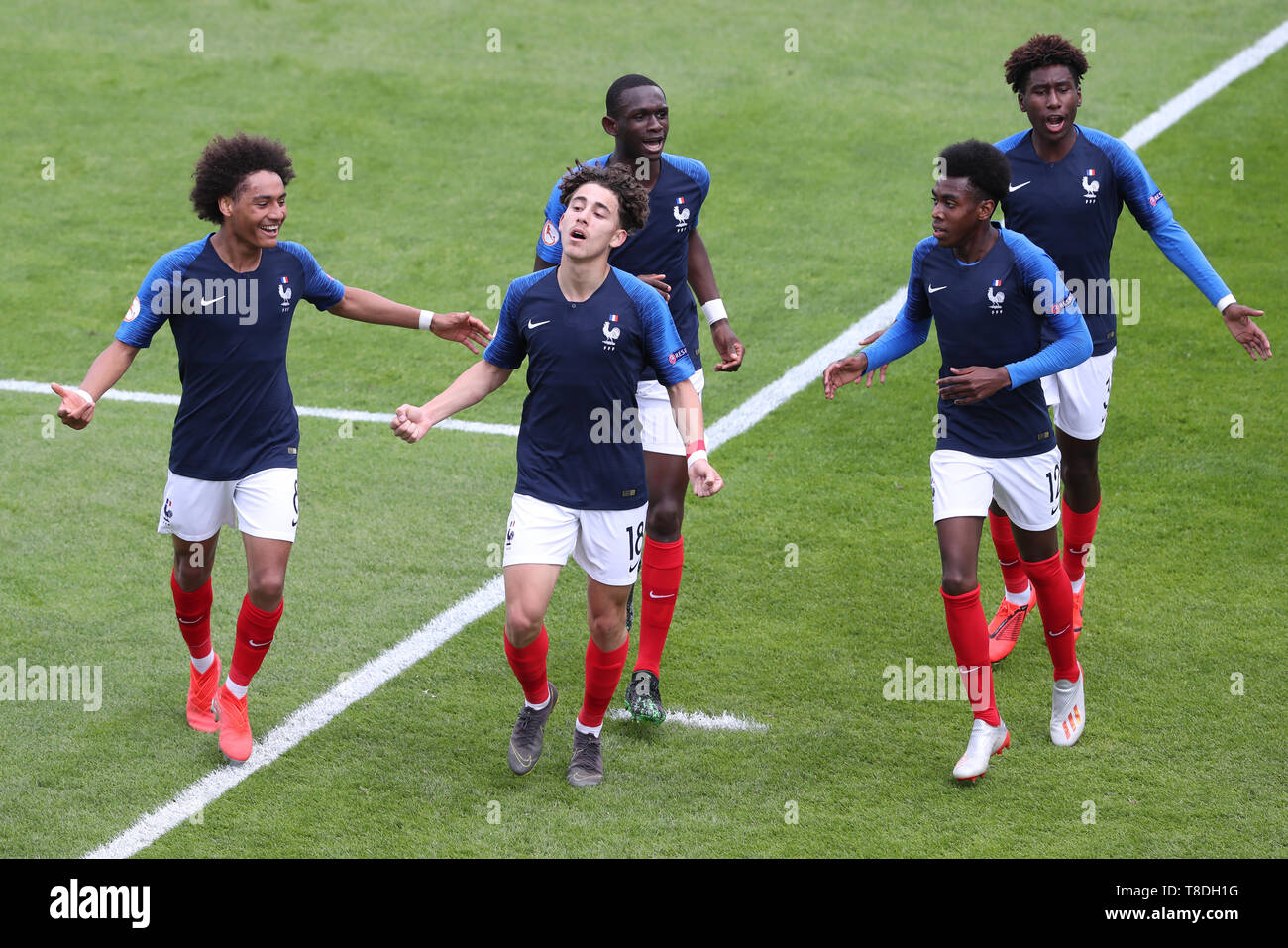 France's Adil Aouchiche celebrates scoring their 3rd goad during the ...