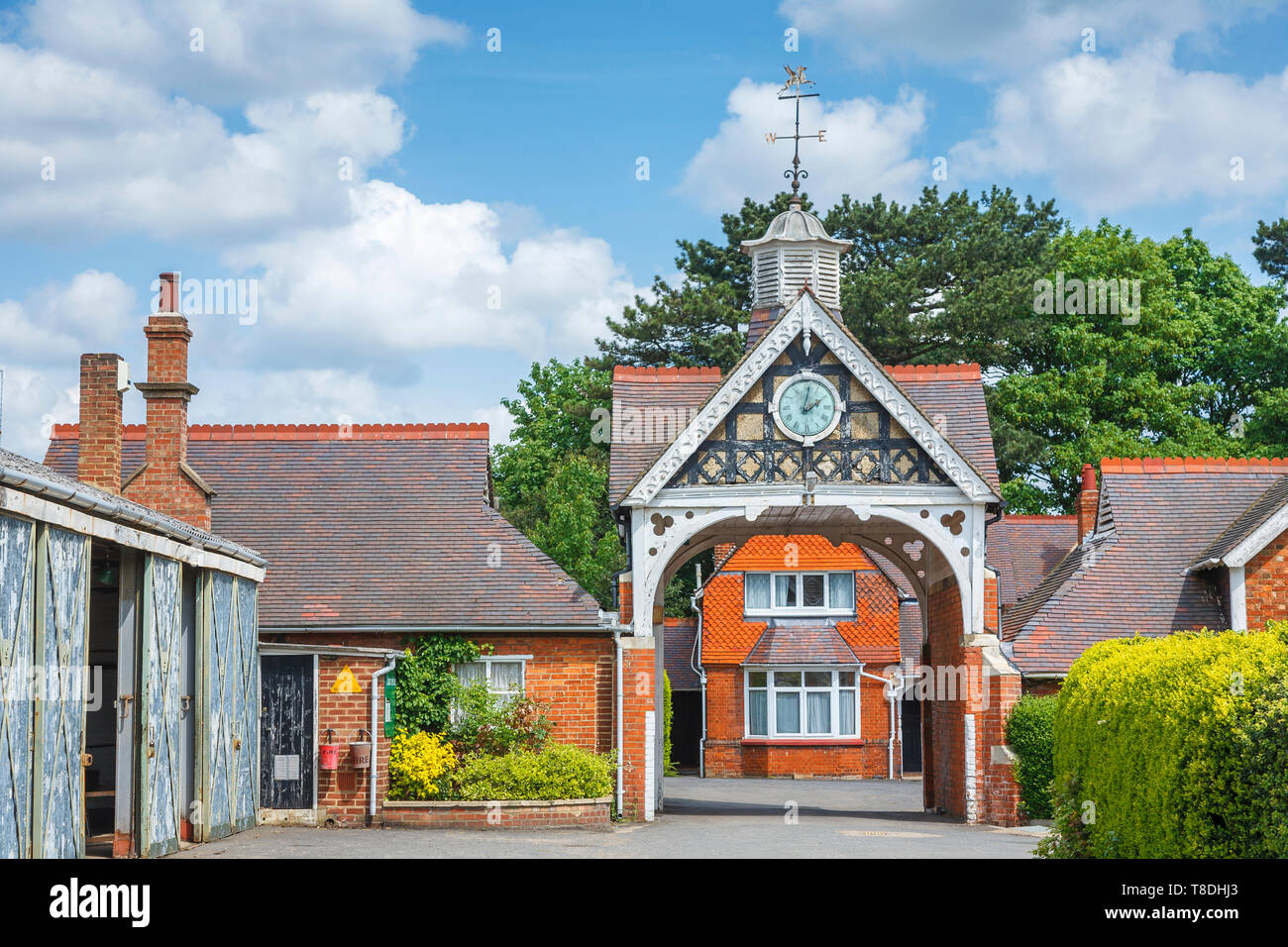 Archway and entrance to Stable Yard at Bletchley Park, once the top ...