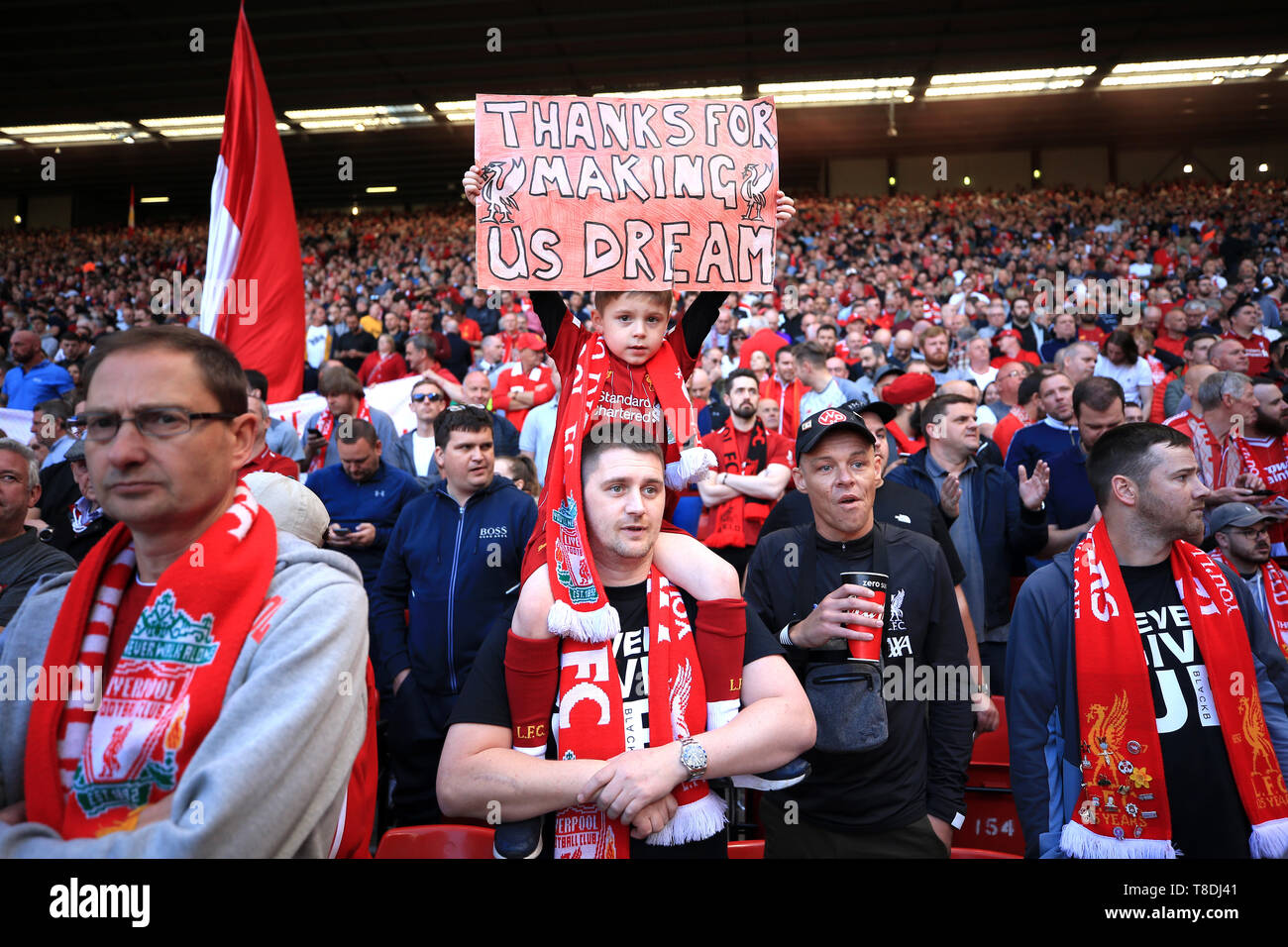 Liverpool fans in the stands after the Premier League match at Anfield ...