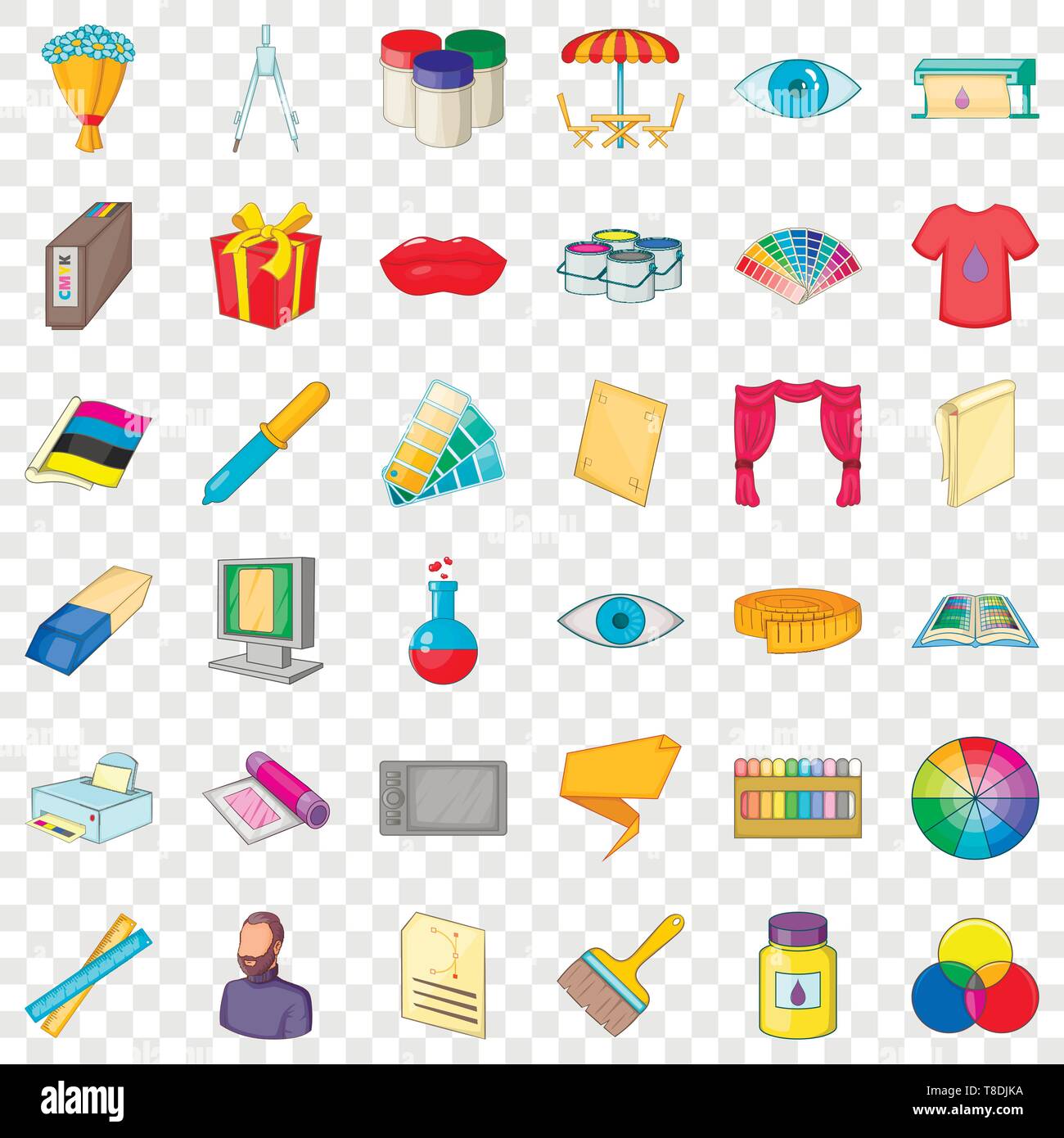 Color icons set, cartoon style Stock Vector Image & Art - Alamy