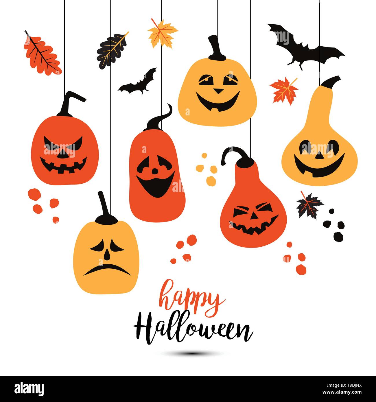 Halloween background of cheerful colors pumpkins. Vector illustration ...