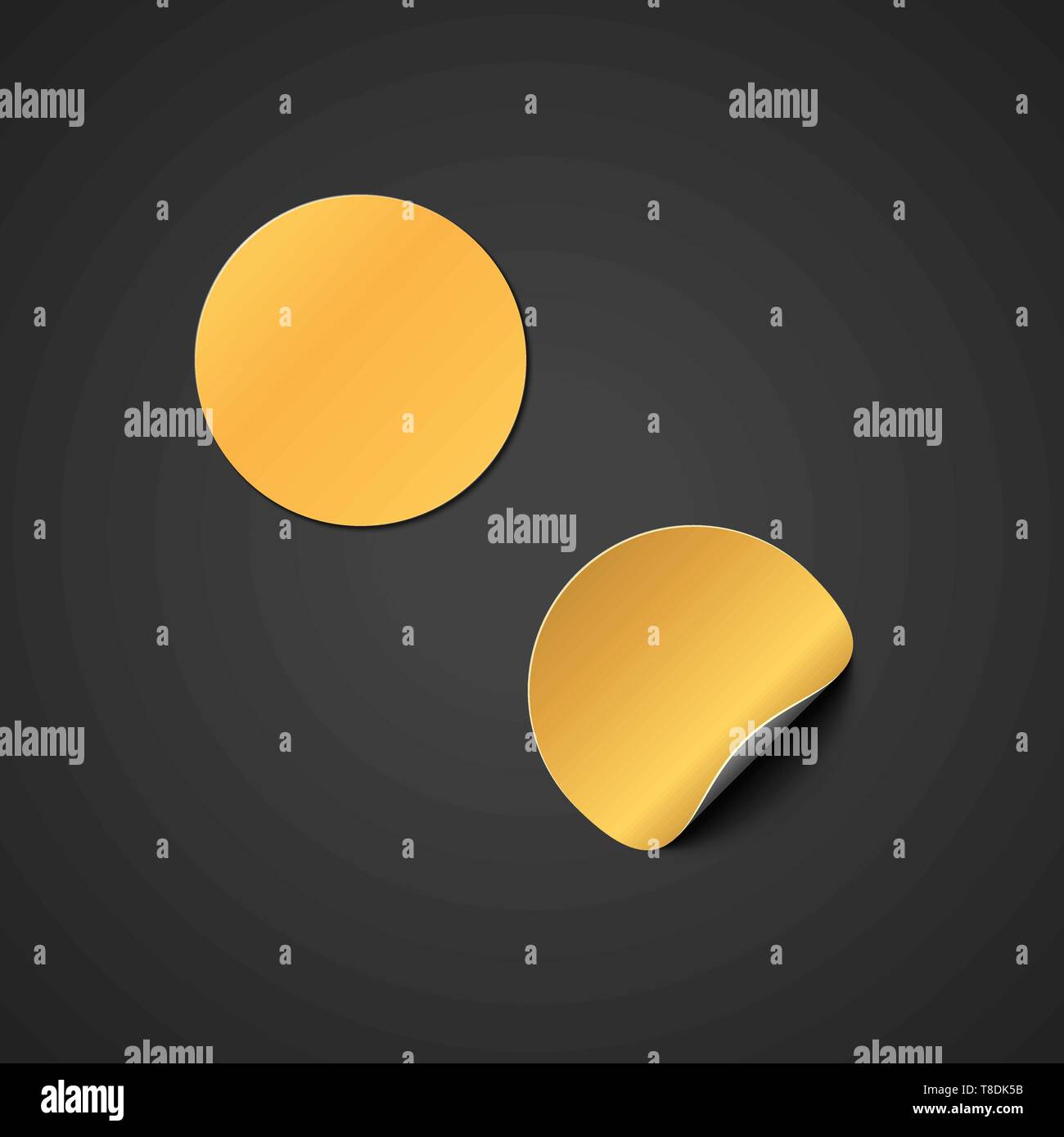 vector gold mock up paper circle round warped peel off corner sticker ...