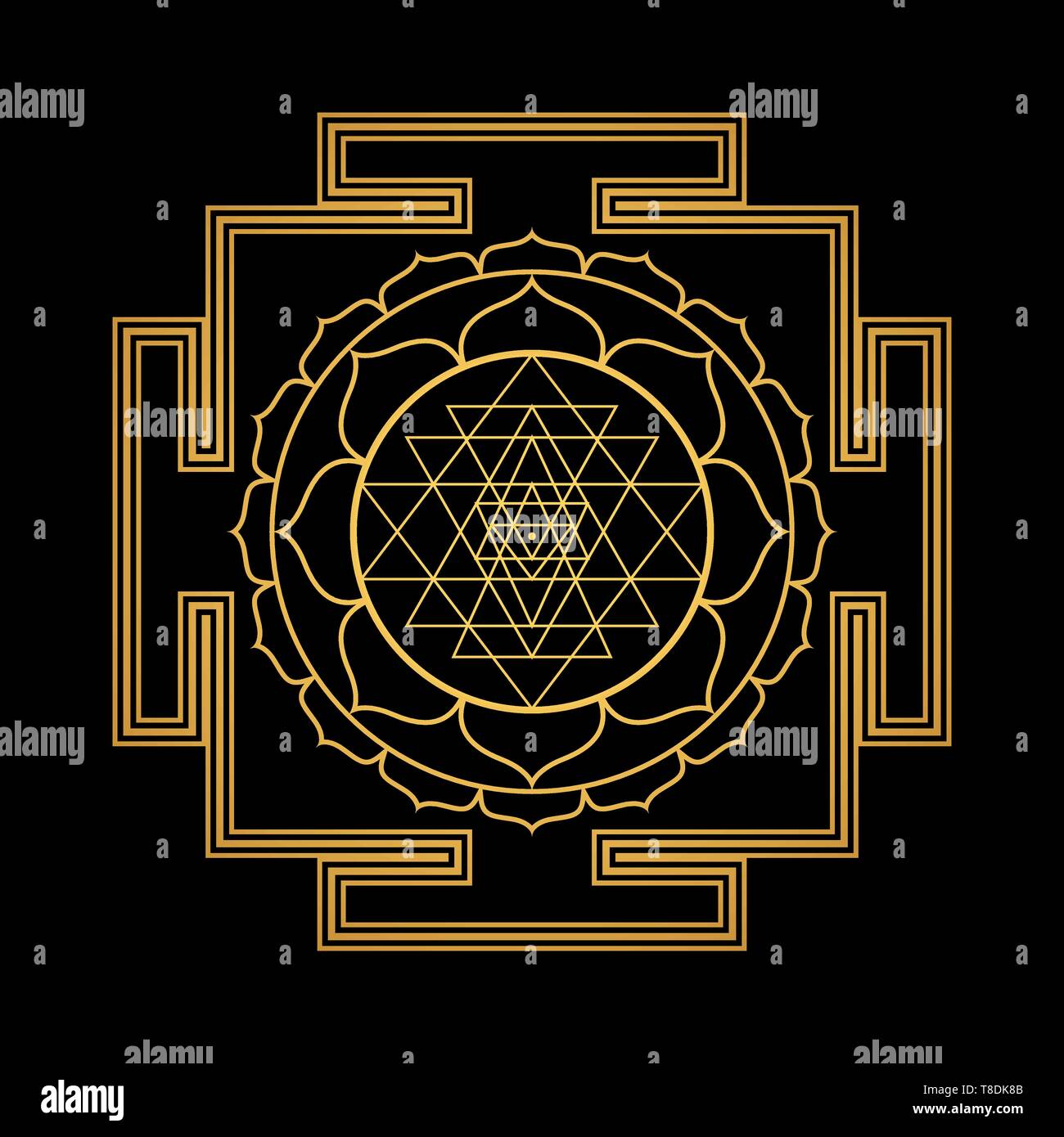 vector design shiny gold Tripura Sundari Shodashi aspect Yantra Dasa ...