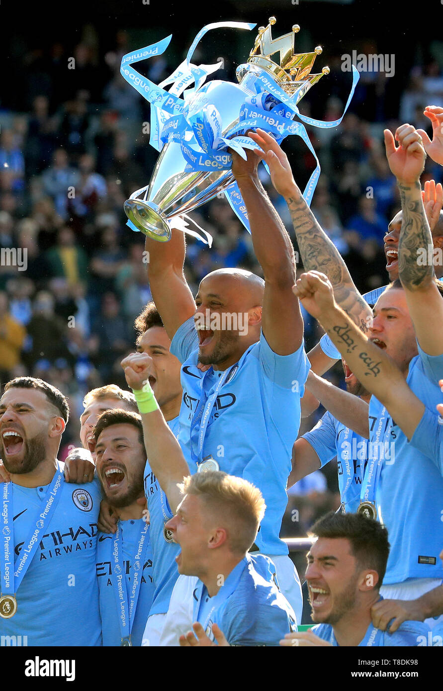 Manchester City's Vincent Kompany celebrates with the trophy after the ...