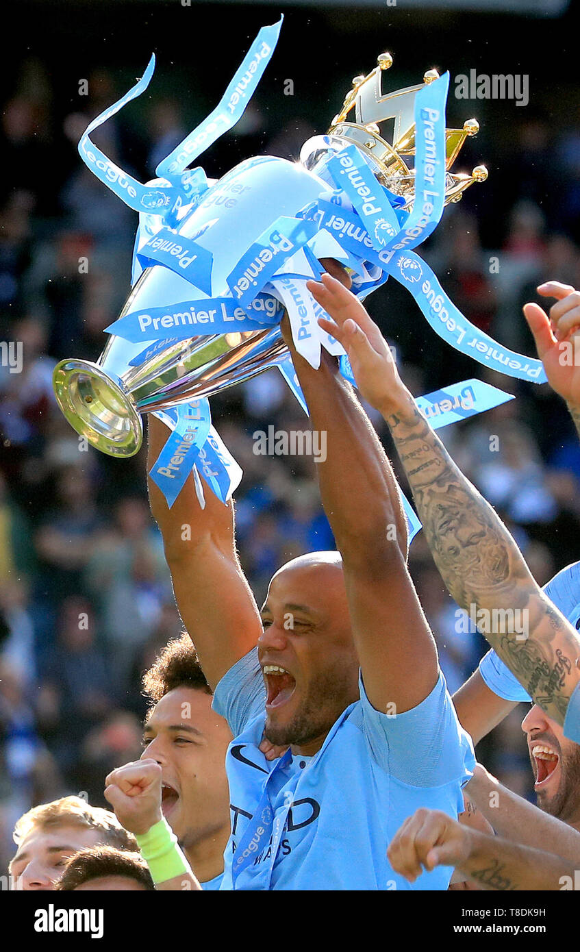 Manchester City's Vincent Kompany celebrates with the trophy after the ...