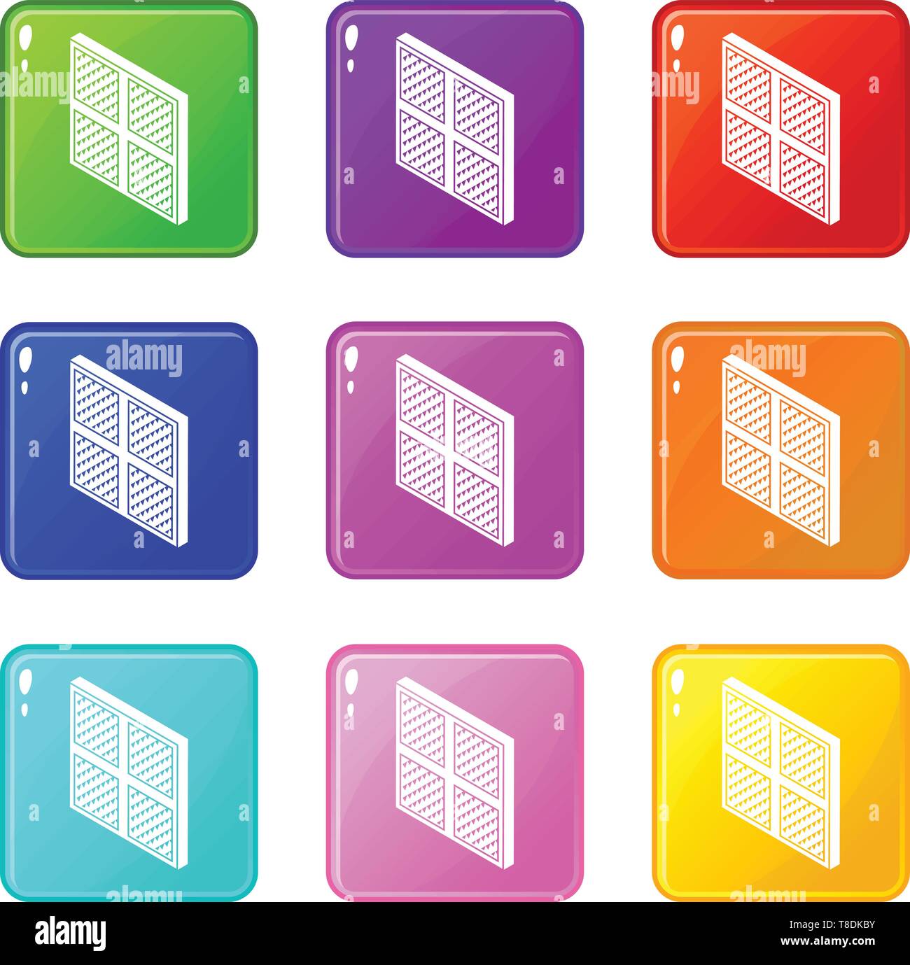 Square window frame icons set 9 color collection Stock Vector Image ...