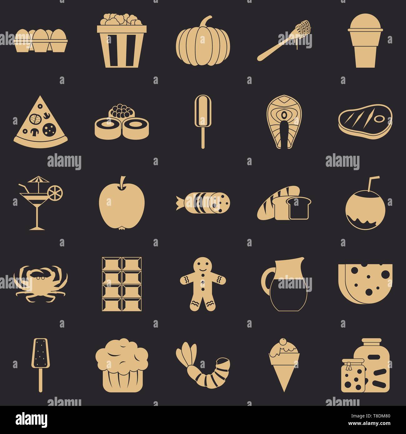 Delicious food icons set, simple style Stock Vector Image & Art - Alamy
