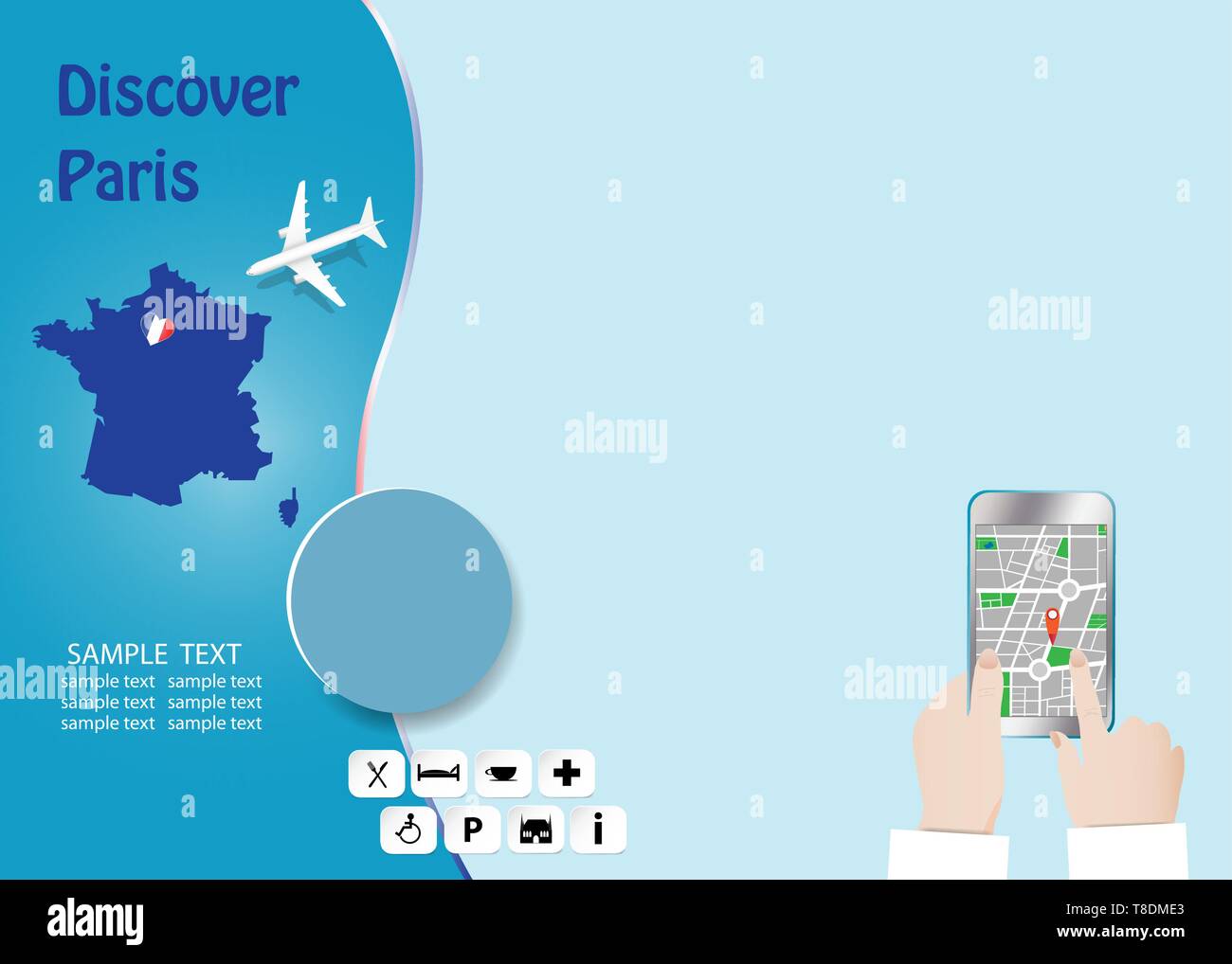 Airplane flying over paris Stock Vector Images - Alamy