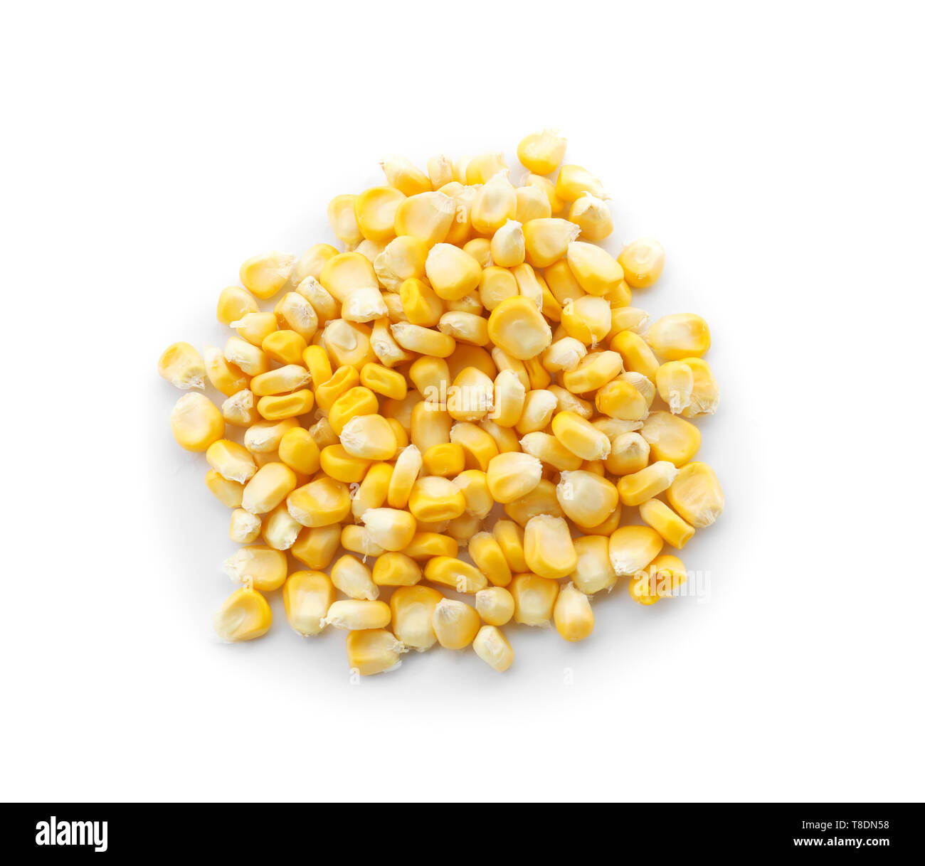 Pile of ripe corn kernels on white background Stock Photo - Alamy