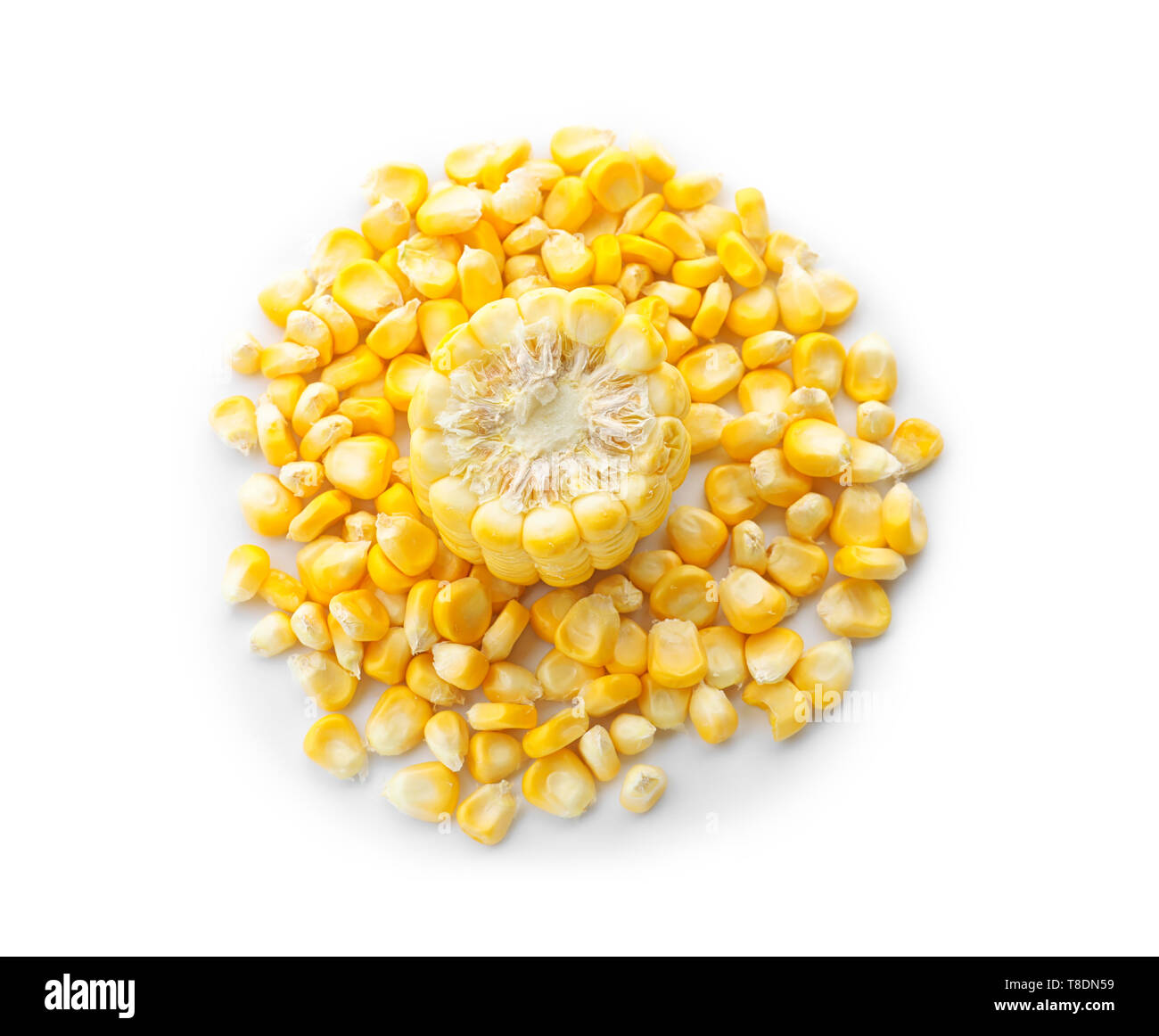 Cut corn cob and kernels on white background Stock Photo - Alamy