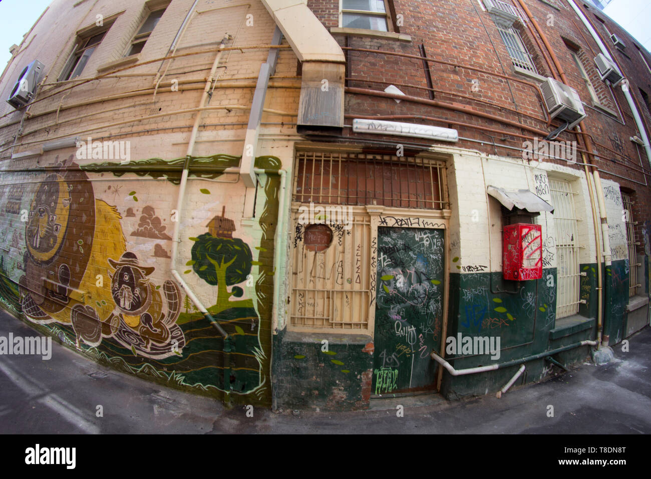 Perth, Western Australia, Australia -17/01/2013 :Graffiti in an alley ...