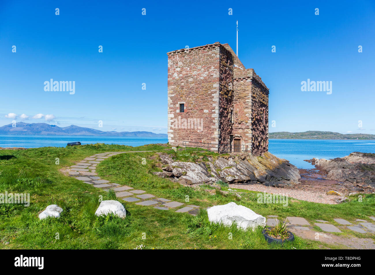 Portencross Castle, Ayrshire, Scotland overlooking the Firth of Clyde ...