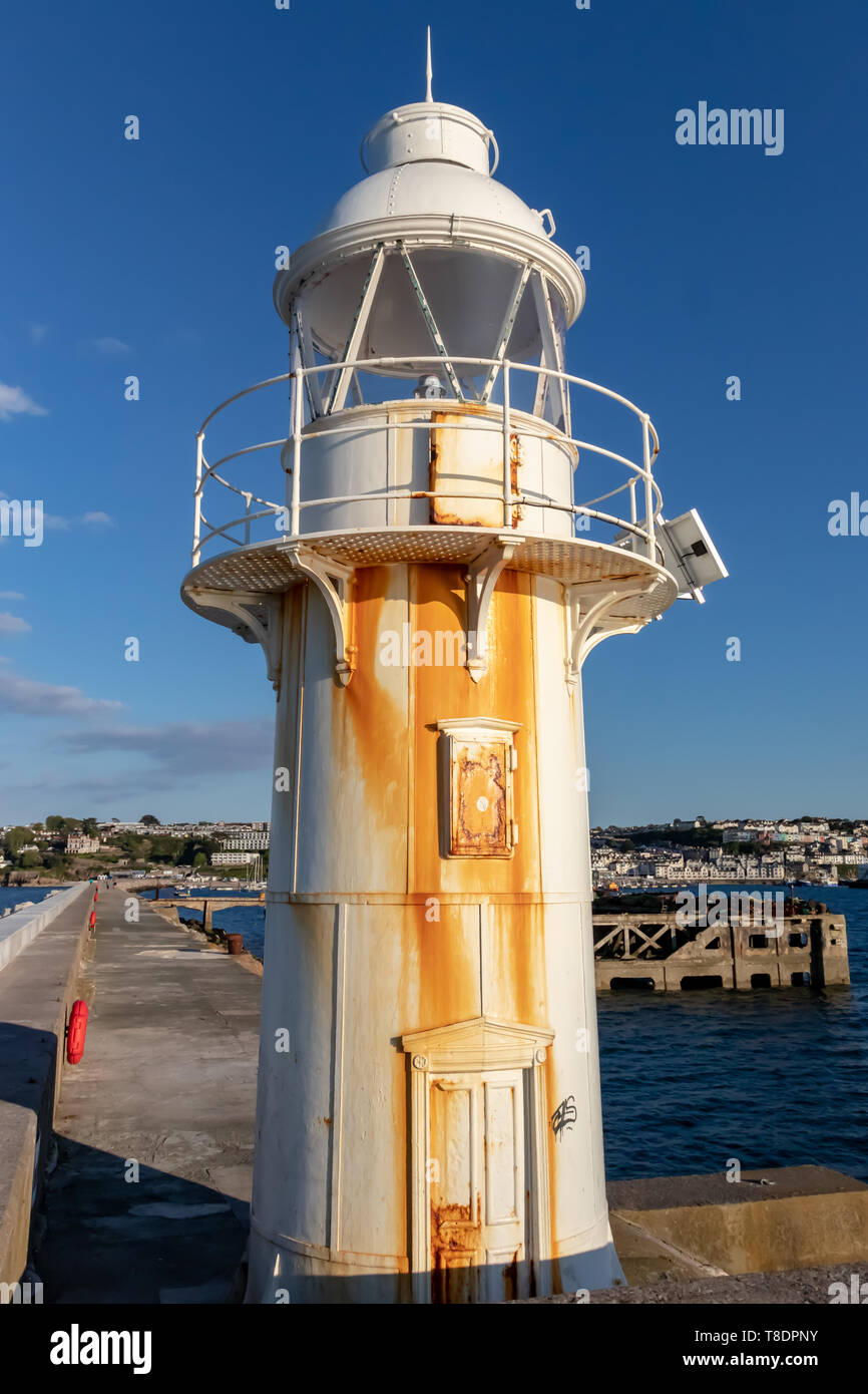 Victorian Cast Iron Domed Lighthouse at Brixham Breakwater,Torbay.Devon ...