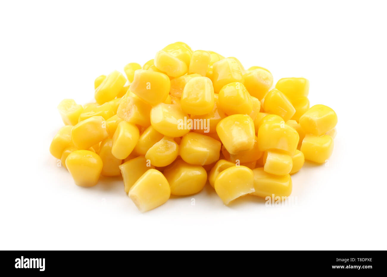 Pile of tasty corn kernels on white background Stock Photo - Alamy