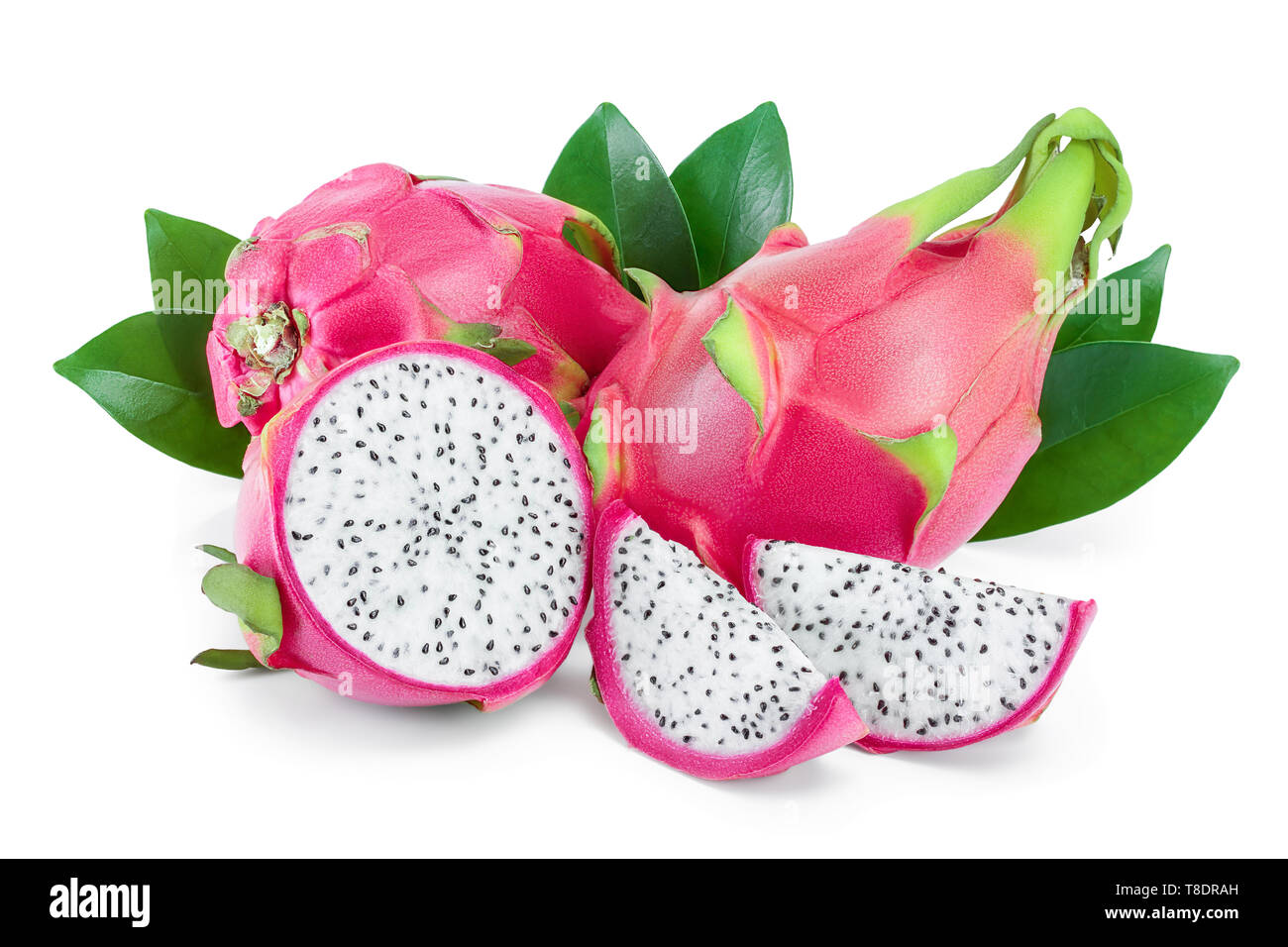 Ripe Dragon fruit, Pitaya or Pitahaya isolated on white background ...