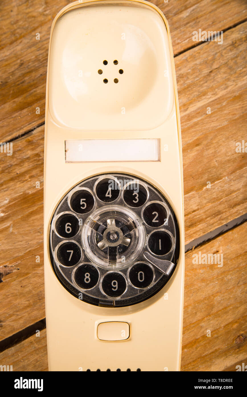 Old phone with its dial incorporated in the handset Stock Photo - Alamy