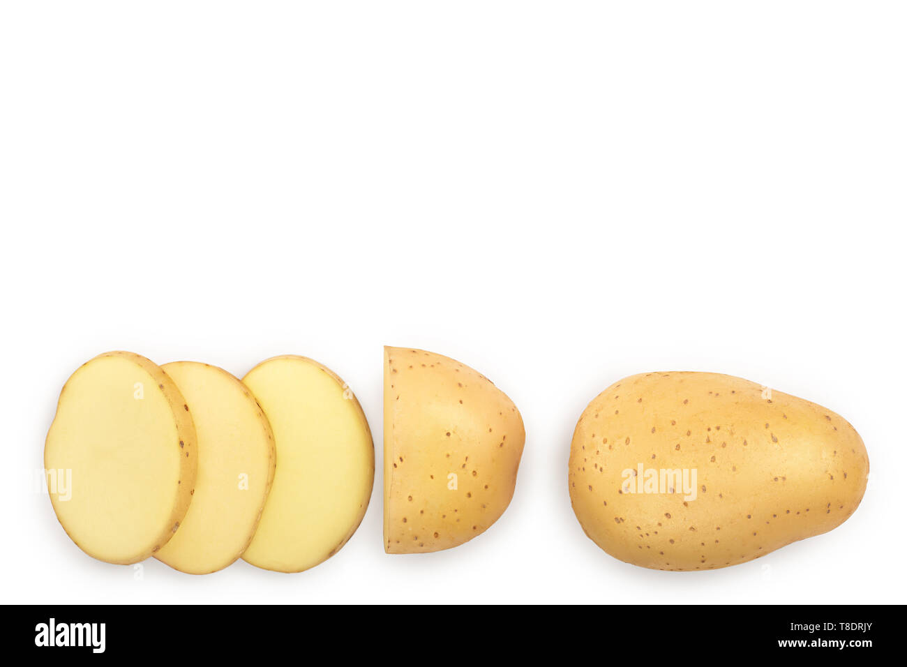 Young potato isolated on white background. Harvest new. Top view. Flat ...