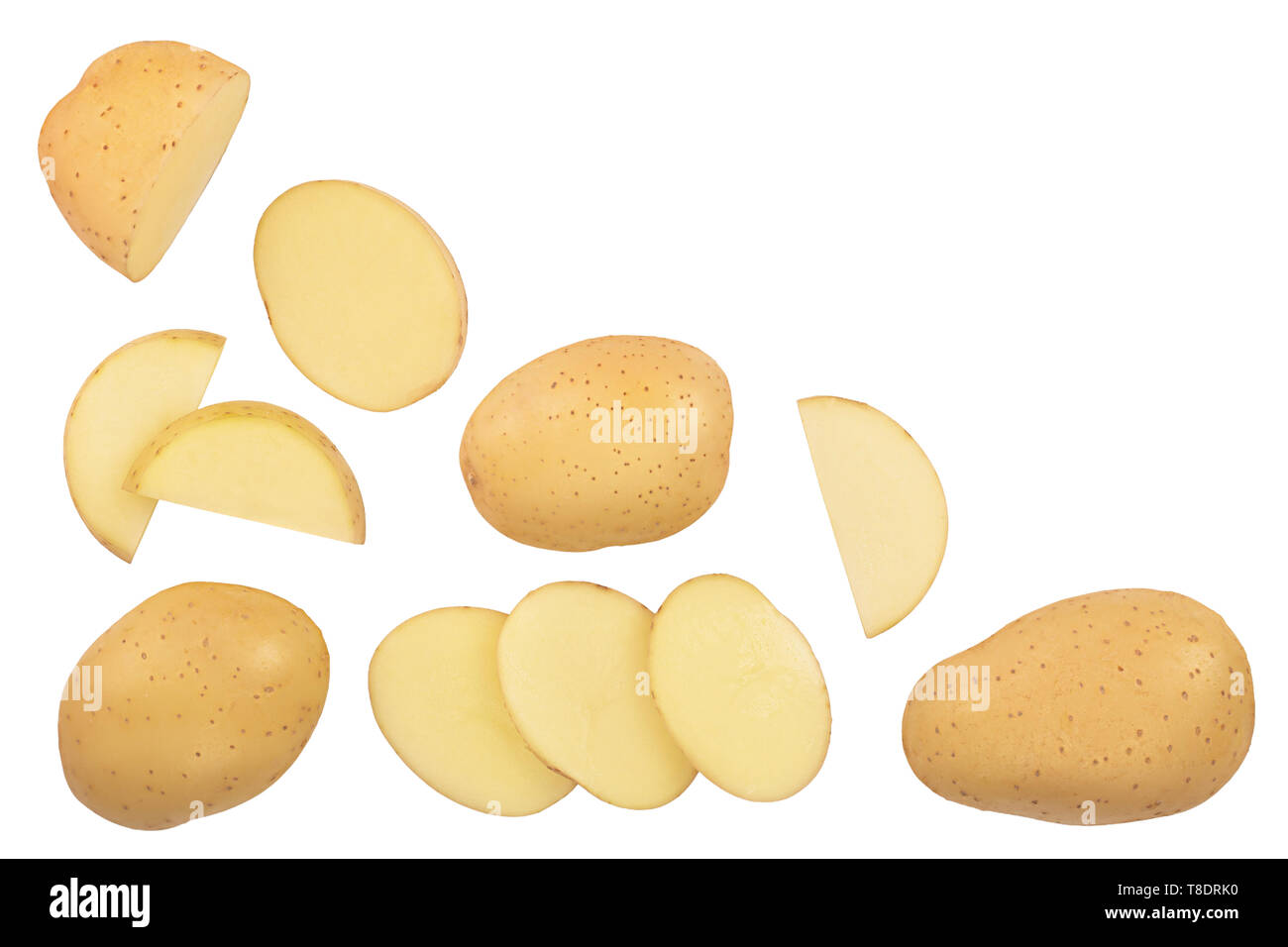 Young potato isolated on white background. Harvest new. Top view. Flat ...