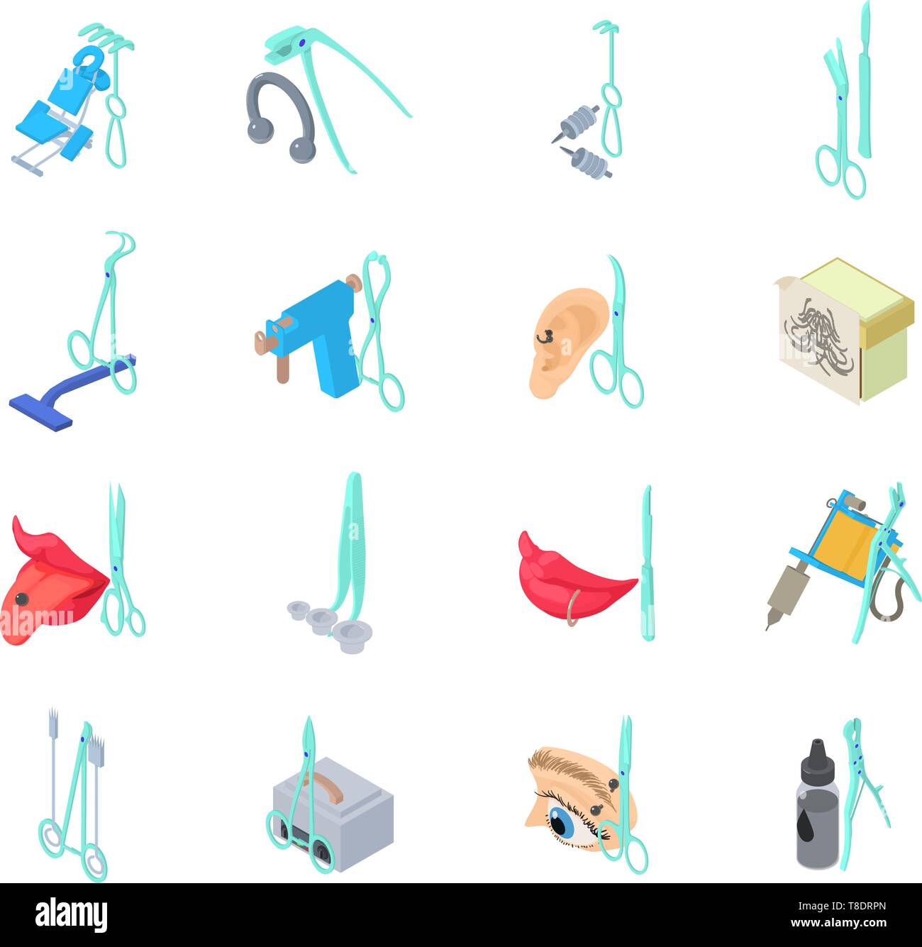 Tattoo thing icons set, isometric style Stock Vector Image & Art - Alamy