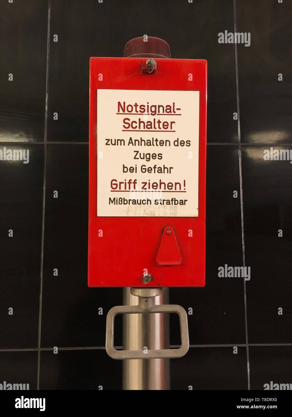 Berlin, Germany - may, 2019: Emergency Brake at subway station in ...