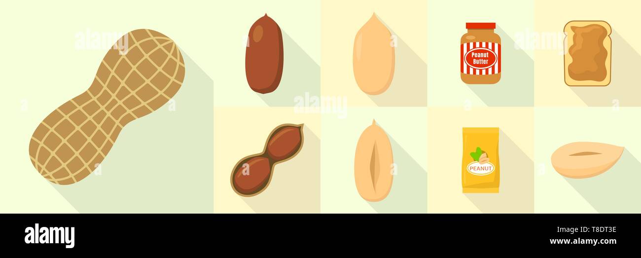 Peanut icons set, flat style Stock Vector Image & Art - Alamy