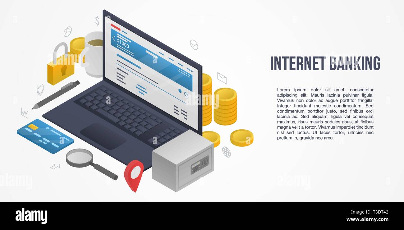 Internet banking concept banner, flat style Stock Vector Image & Art ...