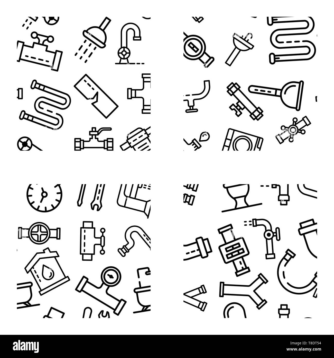 Plumbing pattern set, outline style Stock Vector Image & Art - Alamy