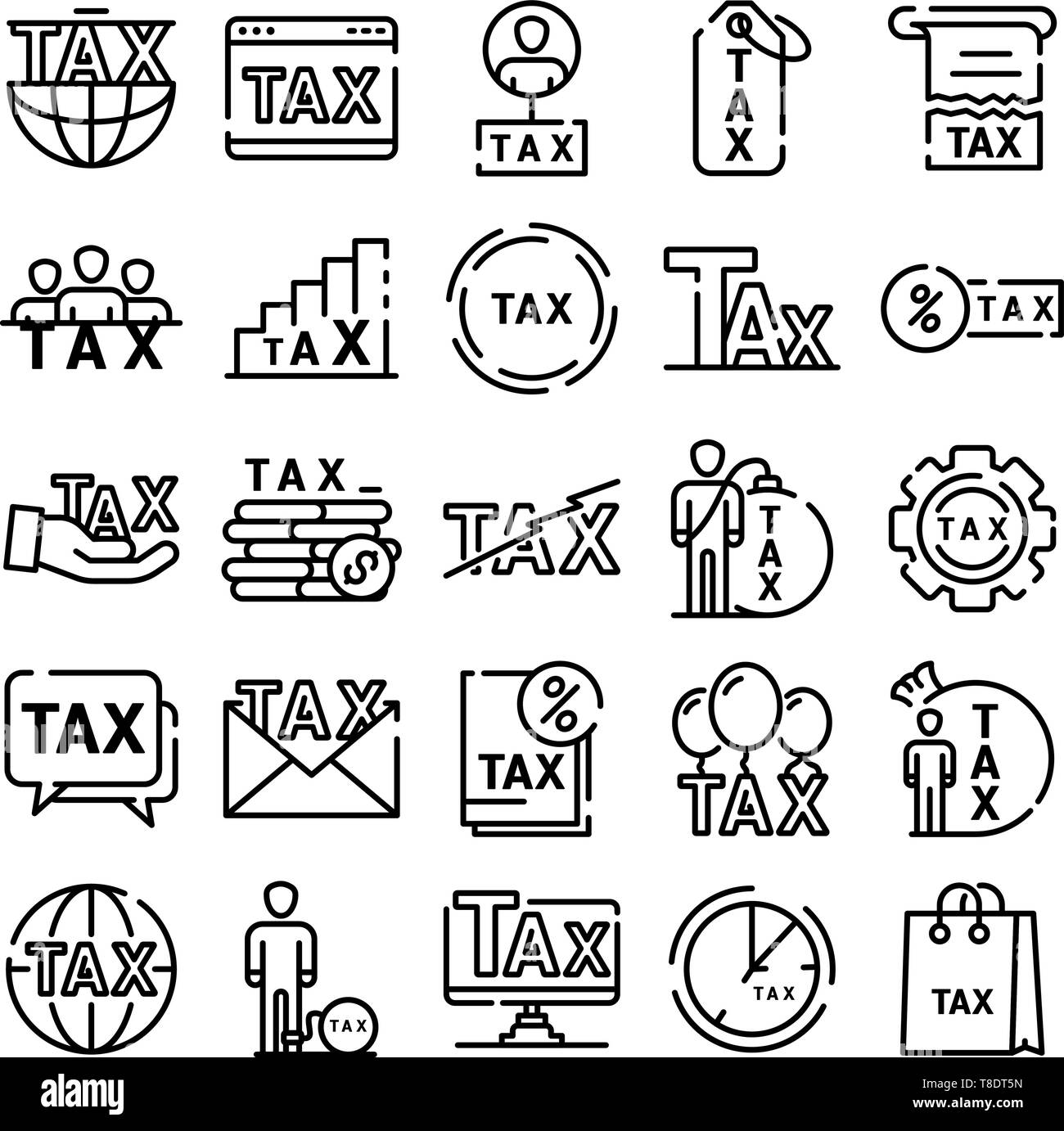 Tax icons set, outline style Stock Vector Image & Art - Alamy