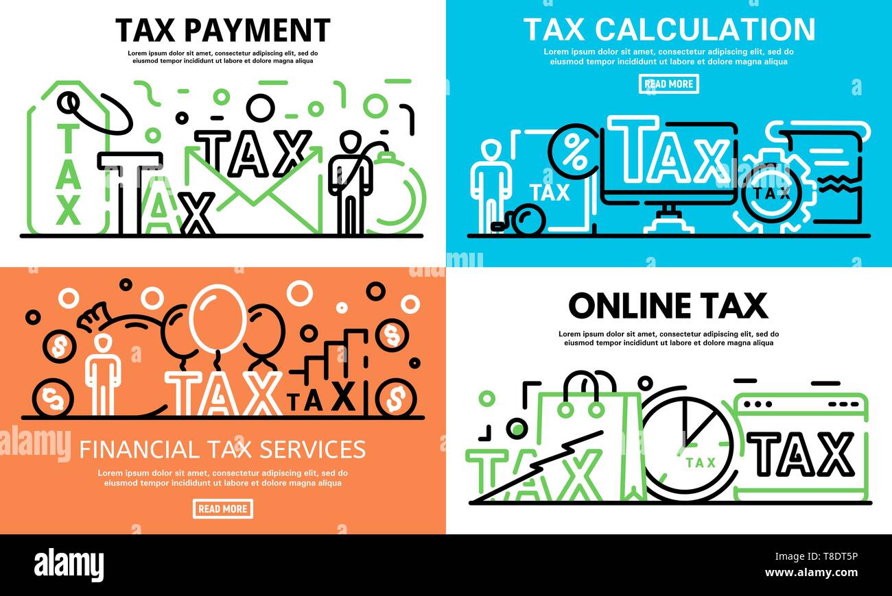 Online tax banner set, outline style Stock Vector Image & Art - Alamy