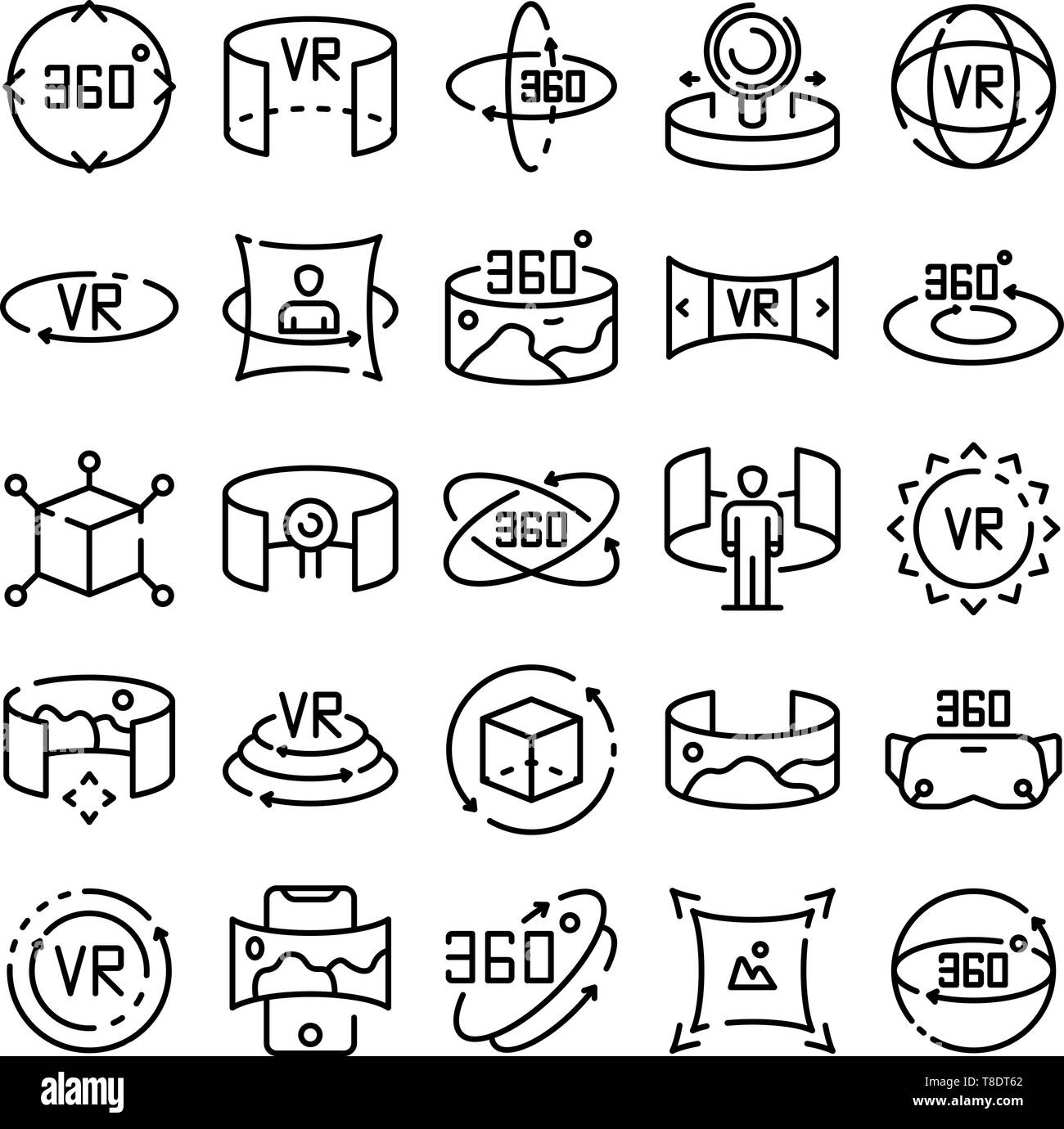 360 degrees icons set, outline style Stock Vector Image & Art - Alamy