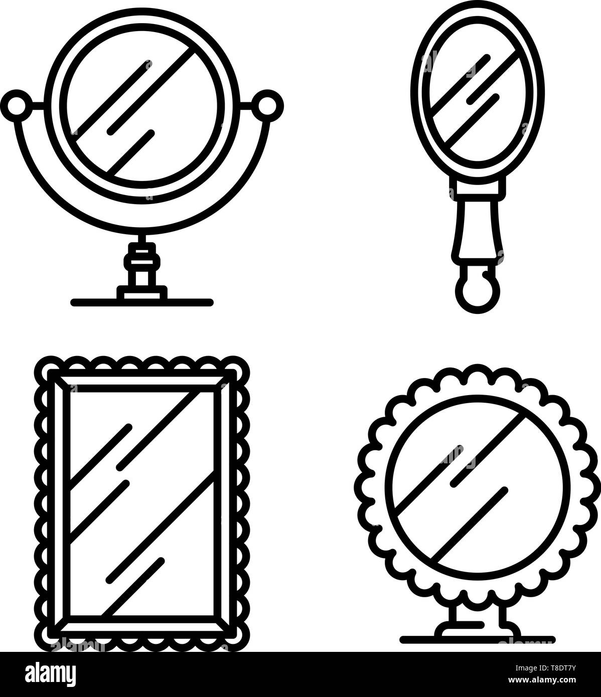 Mirror icons set, outline style Stock Vector Image & Art - Alamy