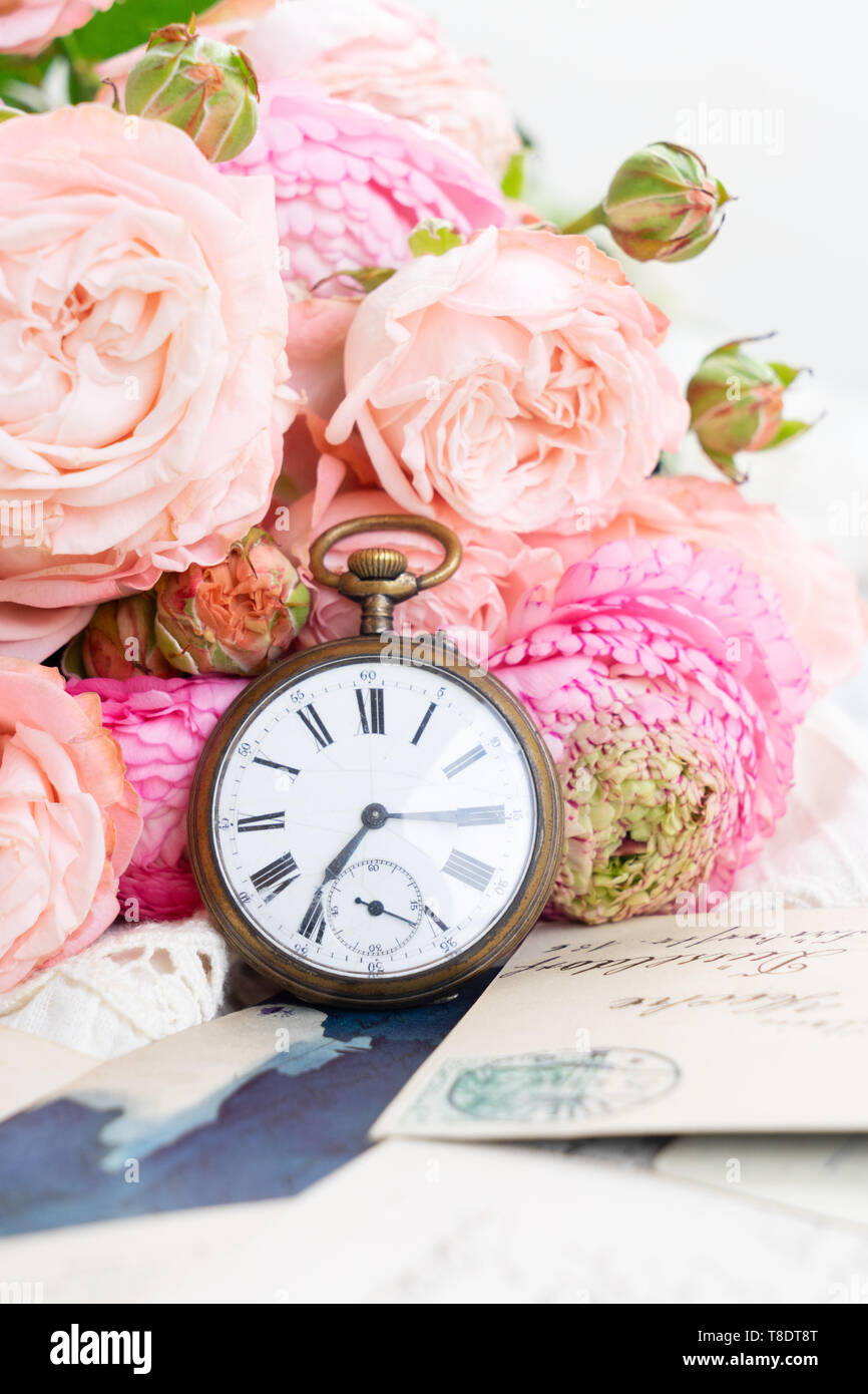 antique mail and clock Stock Photo - Alamy