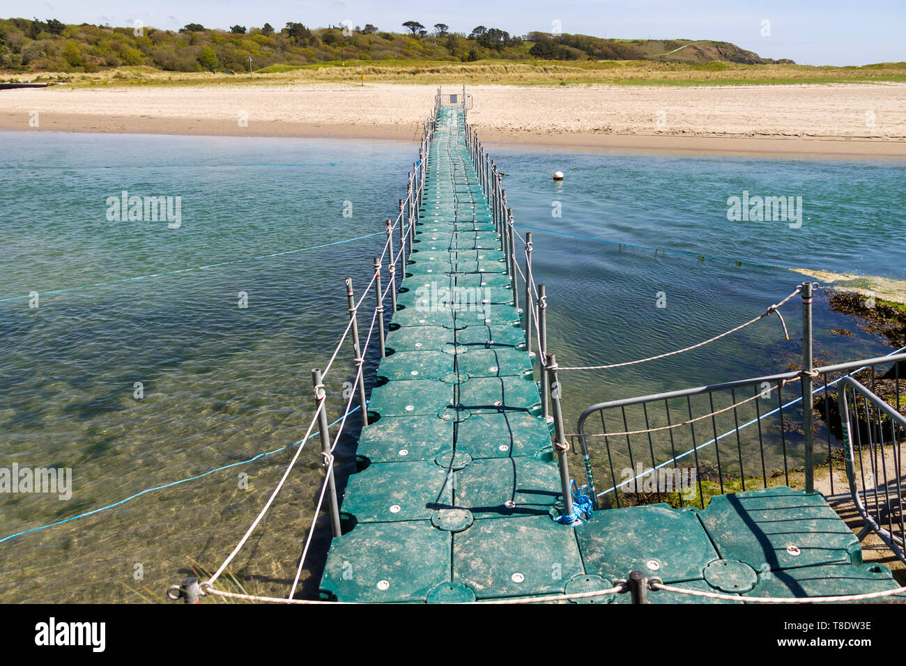 Temporary floating bridge across The Warren tidal creek Rosscarbery ...