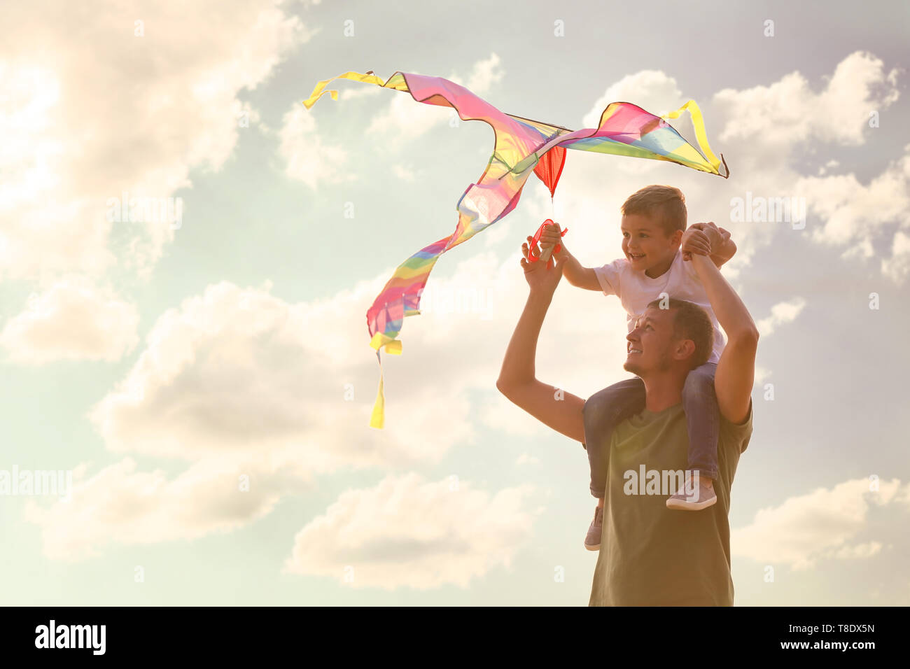 Father son flying kite hi-res stock photography and images - Alamy