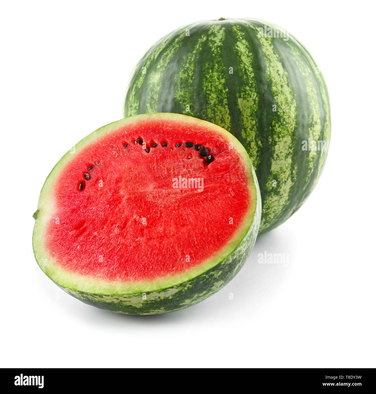 Delicious ripe watermelons on white background Stock Photo - Alamy