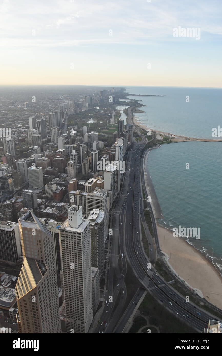 Chicago's iconic Gold Coast along the Lake Michigan waterfront dotted ...