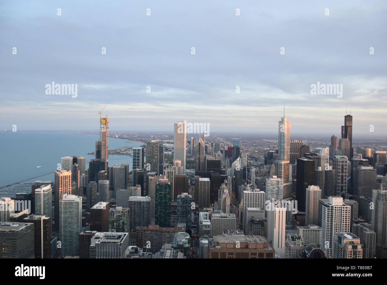 View of the Chicago skyline seen from the 360 Chicago observation deck ...