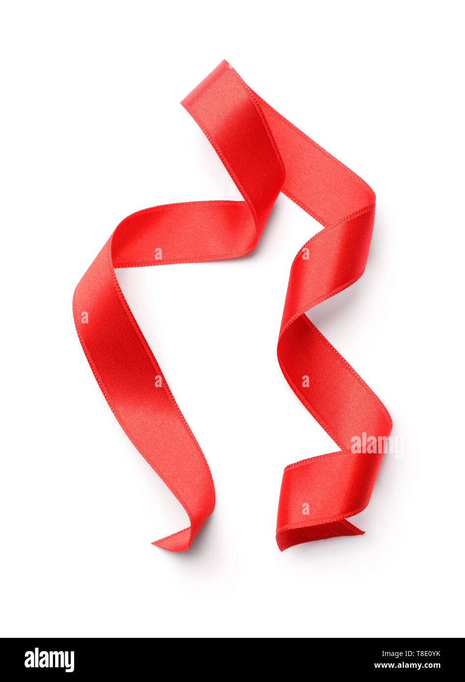 Curled red ribbon on white background Stock Photo - Alamy