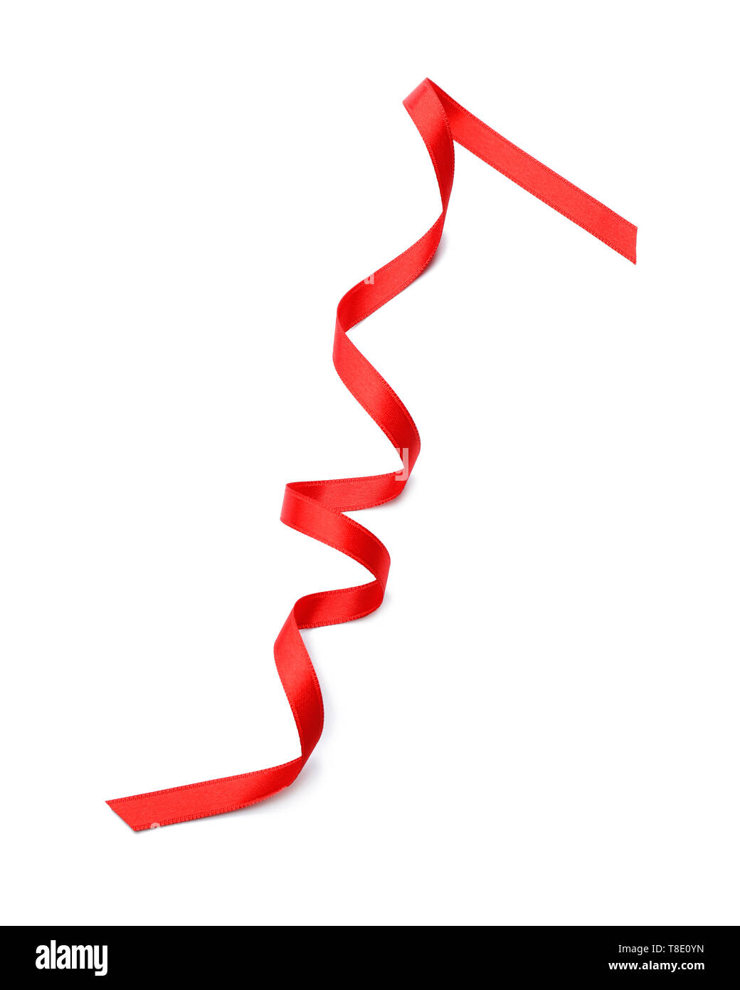 Curled red ribbon on white background Stock Photo - Alamy