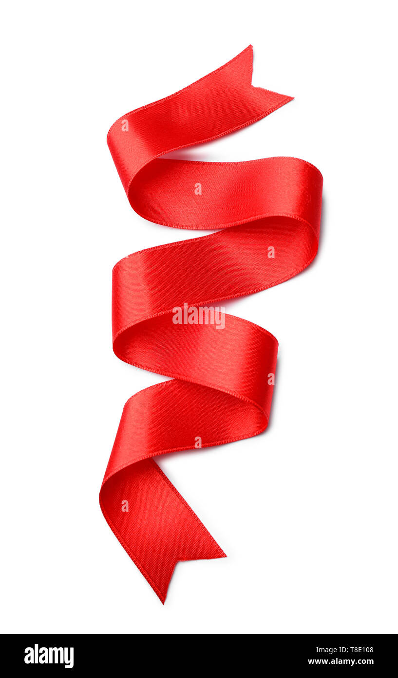 Curled red ribbon on white background Stock Photo - Alamy