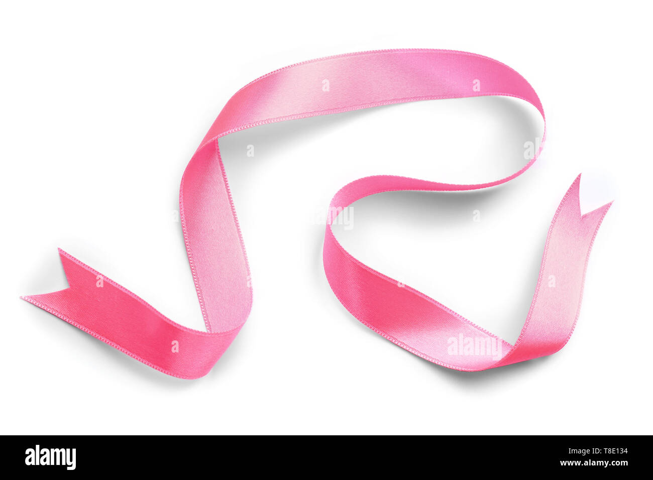 Pink satin ribbon on white background Stock Photo - Alamy