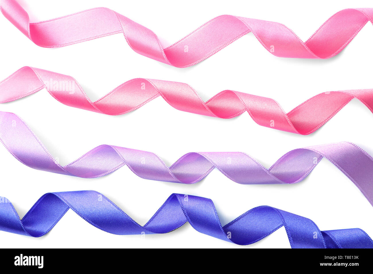 Colorful satin ribbons on white background Stock Photo - Alamy