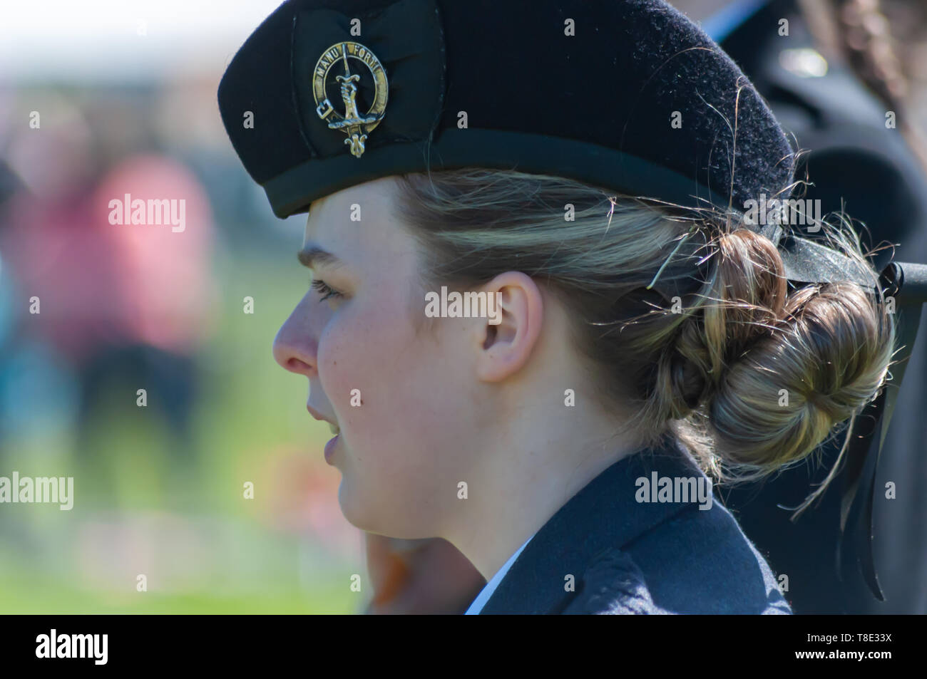 Greenock, Scotland, UK. 12th May, 2019. A pipe band member during ...
