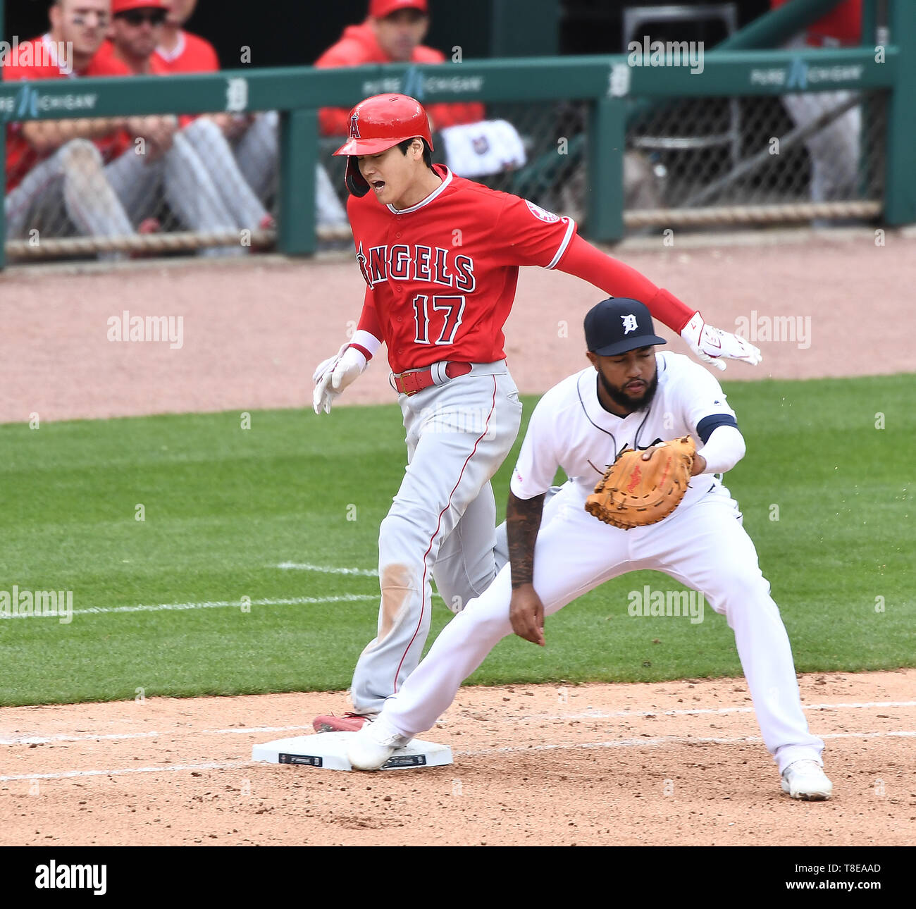 Los Angeles Angels designated hitter Shohei Ohtani is forced out at ...