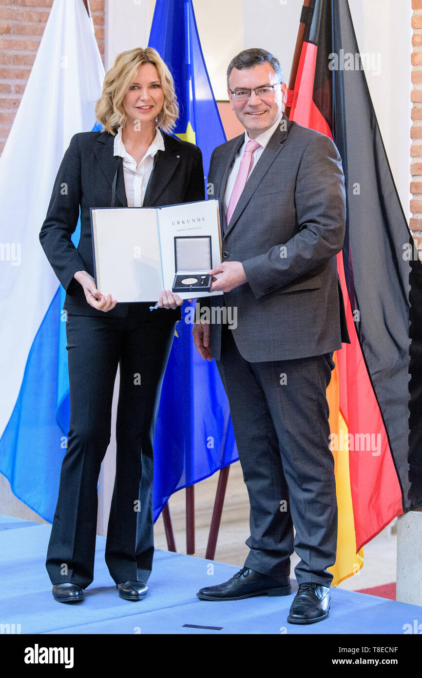 Munich, Germany. 13th May, 2019. Florian Herrmann (CSU, r), Head of the ...