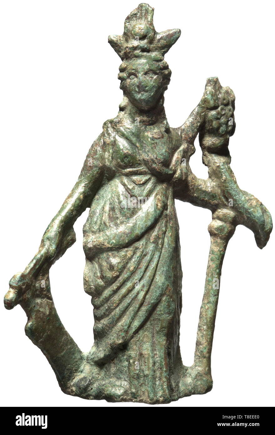 A Roman Fortuna statuette 2nd / 3rd century AD. Bronze with bright ...