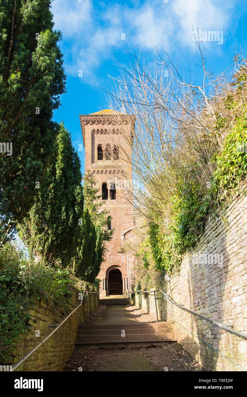 Bell tower of St Catherine church Hoarwithy Herefordshire England UK ...
