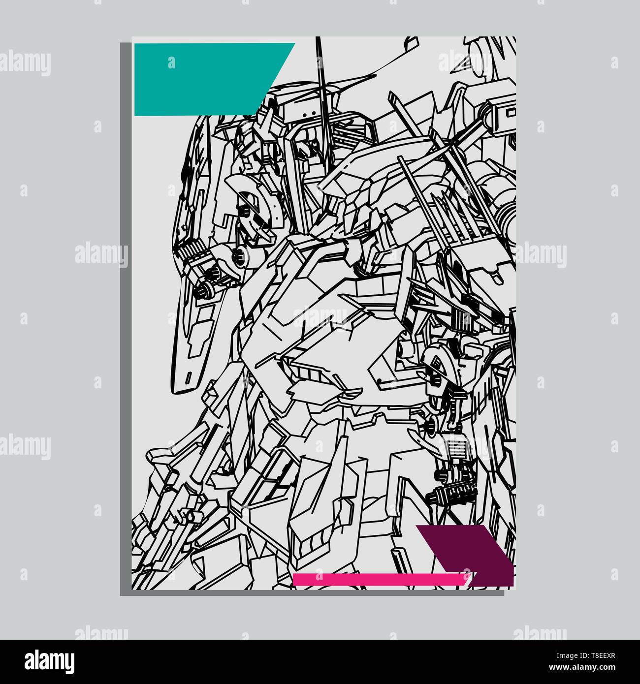 Vector illustration. robot sacred geometry. robot mock-up isolated ...