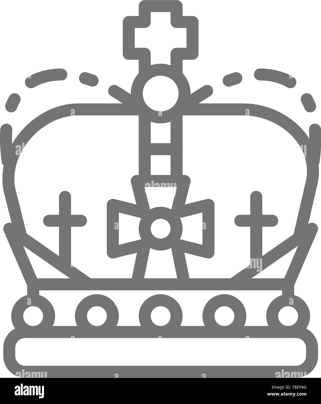 Crown, monarchy, royal power line icon. Isolated on white background ...