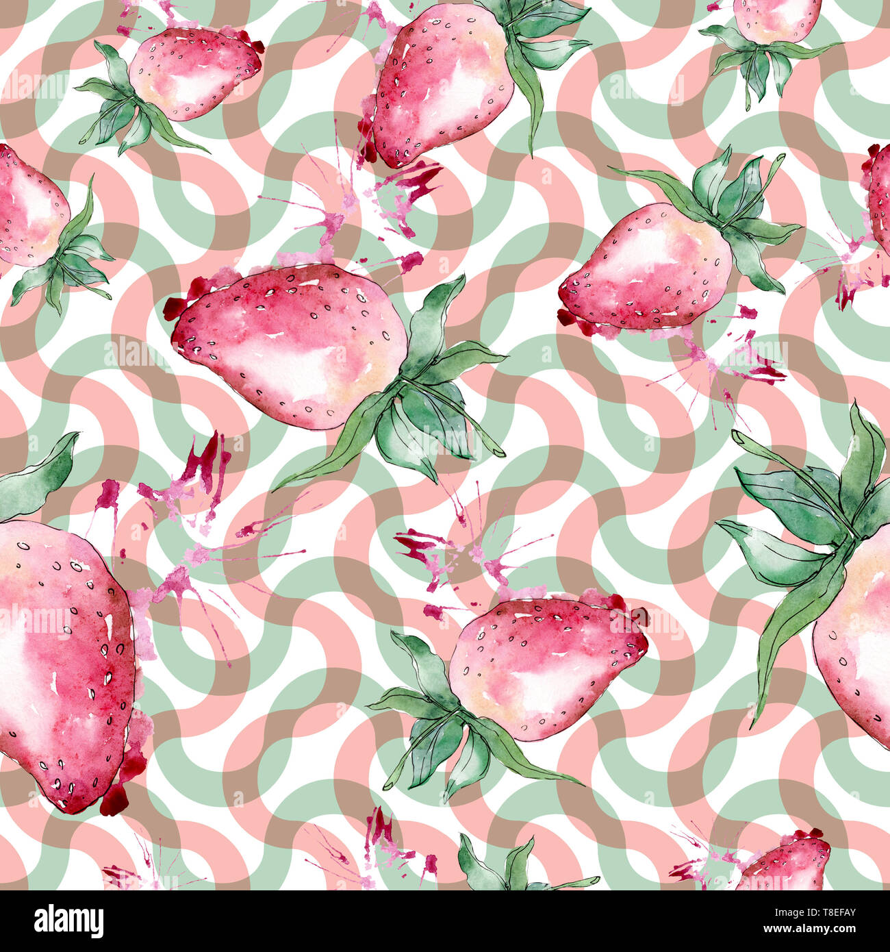 Strawberry healthy food. Watercolor background illustration set ...